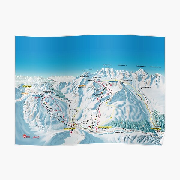 "St. Moritz Diavolezza Ski Area Map" Poster by fungus50 | Redbubble