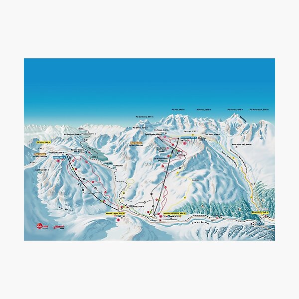 "St. Moritz Diavolezza Ski Area Map" Photographic Print by fungus50 ...