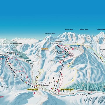 "St. Moritz Diavolezza Ski Area Map" Essential T-Shirt for Sale by ...