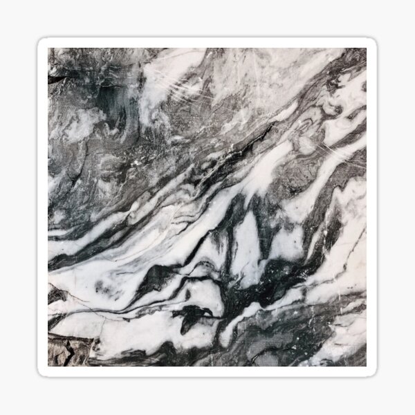 "Decorative Abstract beautiful black and white marble rock" Sticker for ...