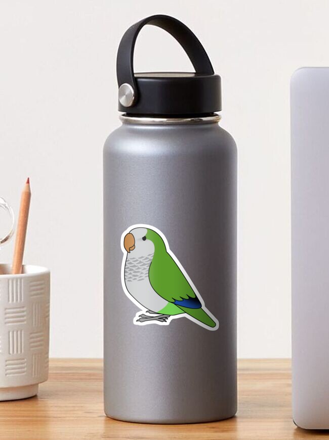 "Fluffy wild green quaker parrot cartoon drawing" Sticker for Sale by ...