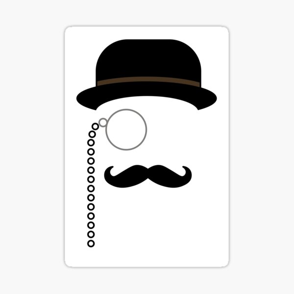 "Mustache, monocle, hat" Sticker by kamorim | Redbubble