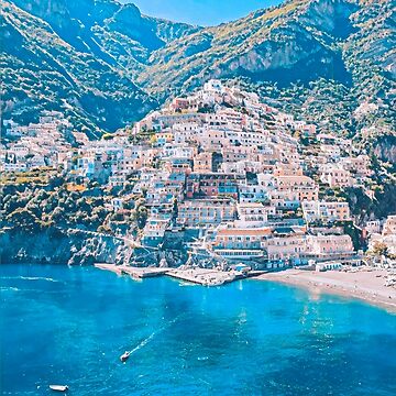 "Positano Beach, Amalfi Coast, Italy" Art Board Print for Sale by Sofia-Draws | Redbubble