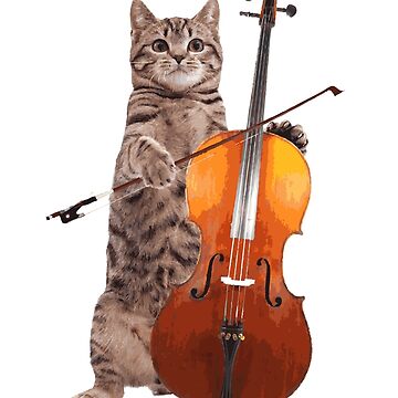 "Cello Cat - Meowsicians" Sticker for Sale by StrawberryMo | Redbubble