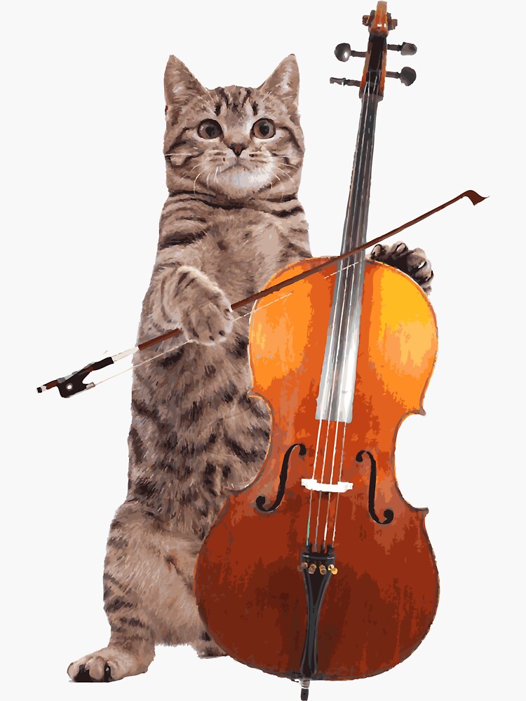 "Cello Cat - Meowsicians" Sticker for Sale by StrawberryMo | Redbubble