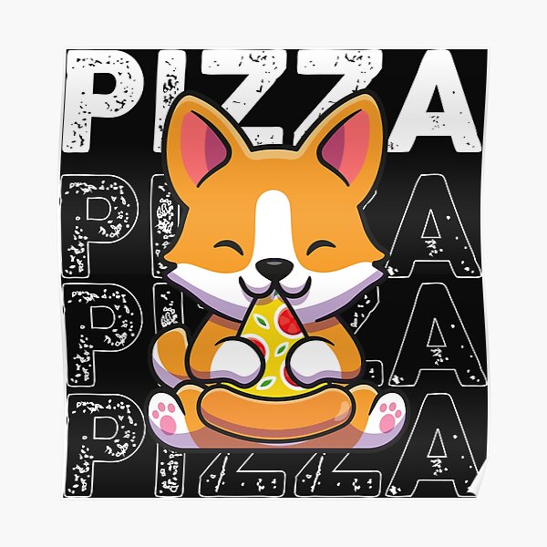 Póster «Kawai Cute Corgi Eating Pizza Ideas de regalos para amantes de ...