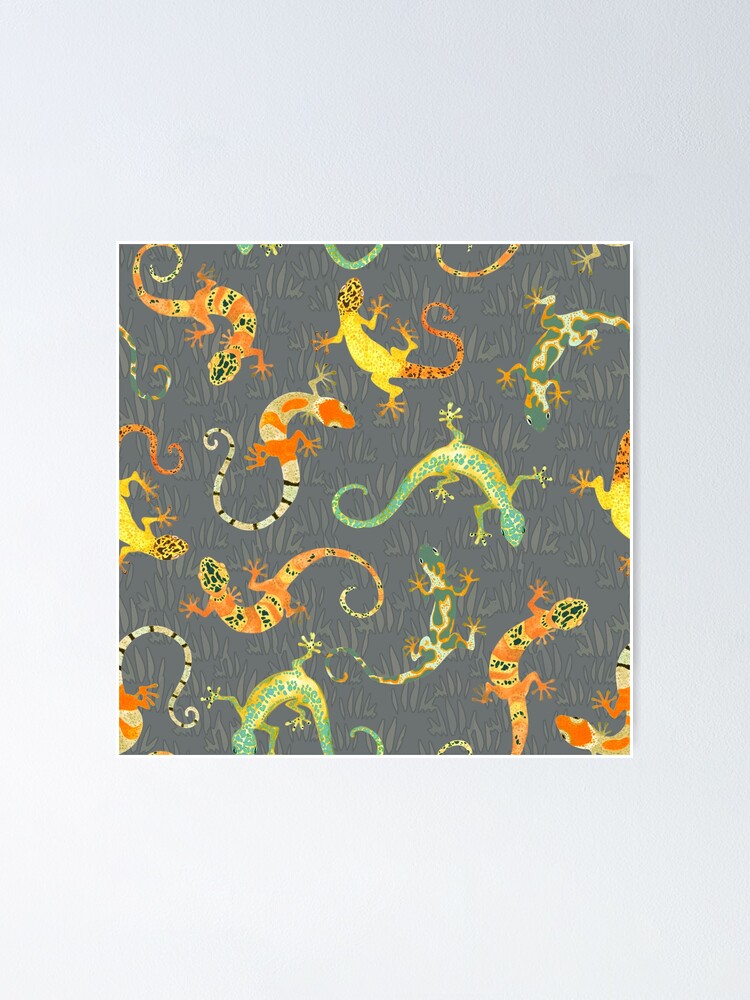 "Funky reptiles, lizard and gecko design " Poster by FineLineDesign3 ...