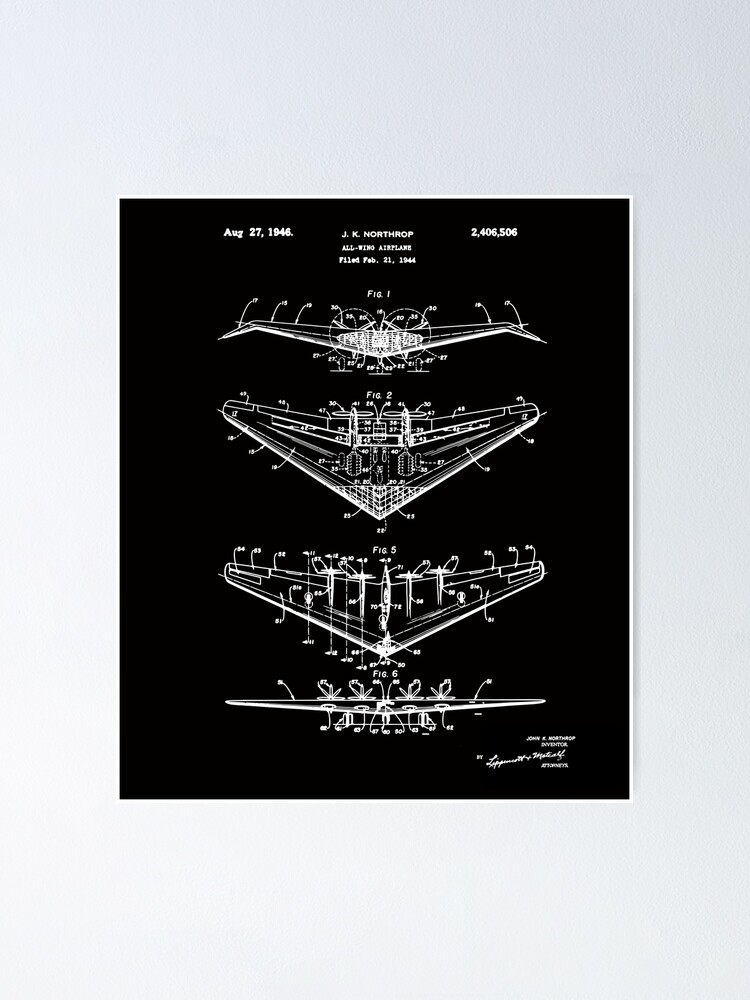 "Flying Wing Vintage Patent 1944" Poster for Sale by PukekoKiwi | Redbubble