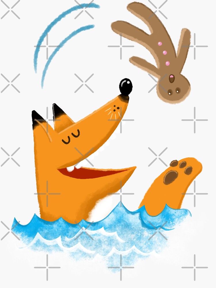 "The fox and the gingerbread man" Sticker for Sale by jasmineberry ...