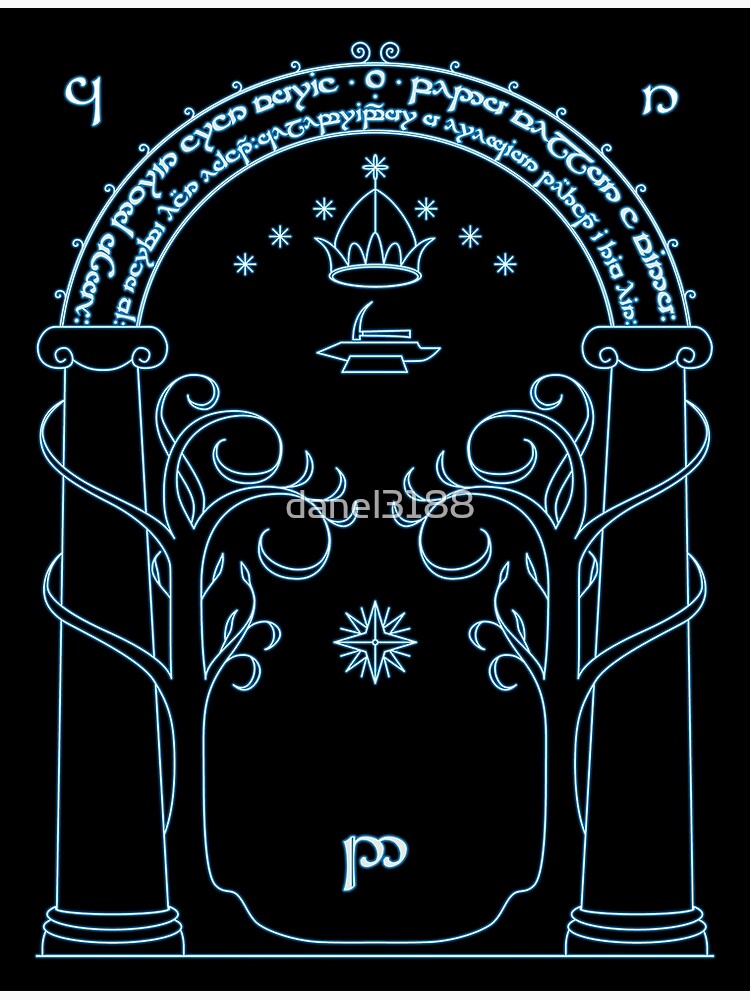 Gate To Moria Cyan SUPER HI-RES VECTOR Premium Matte Vertical Poster