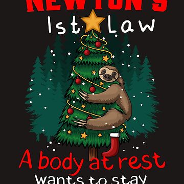 "Christmas Newton's First Law Funny Physics Joke" Kids T-Shirt for Sale ...