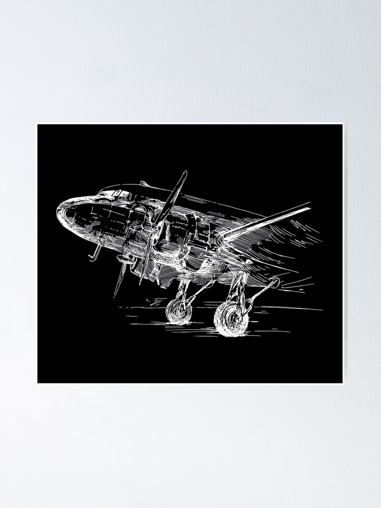"Douglas C-47 Skytrain Drawing" Poster by magazinecombate | Redbubble