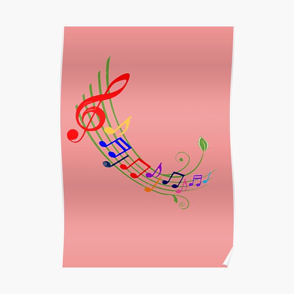 "rainbow musical notes" Poster for Sale by nigejohn | Redbubble