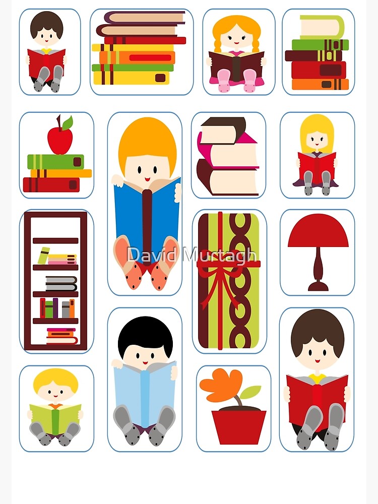"Libraries and Children Reading Stickers" Poster for Sale by ...