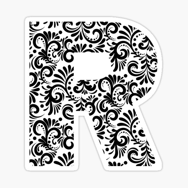 "Black and white designed letter R" Sticker for Sale by LitterArt ...