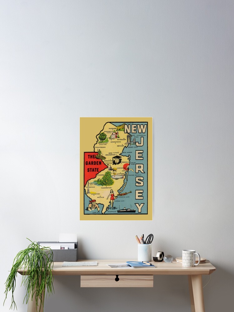 "Vintage New Jersey Map" Poster for Sale by fearcity | Redbubble