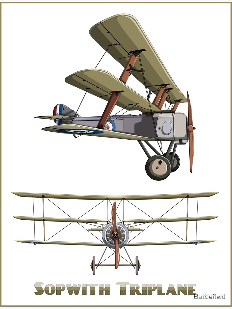 "Sopwith Triplane British WW1 Fighter Plane Diagram Gift" Sticker by ...