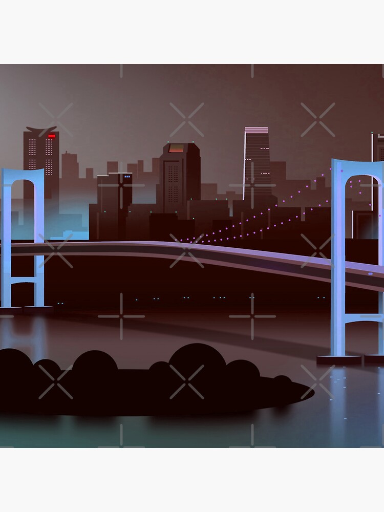 "Shining Blue Neon Bridge" Sticker by NexusArts | Redbubble