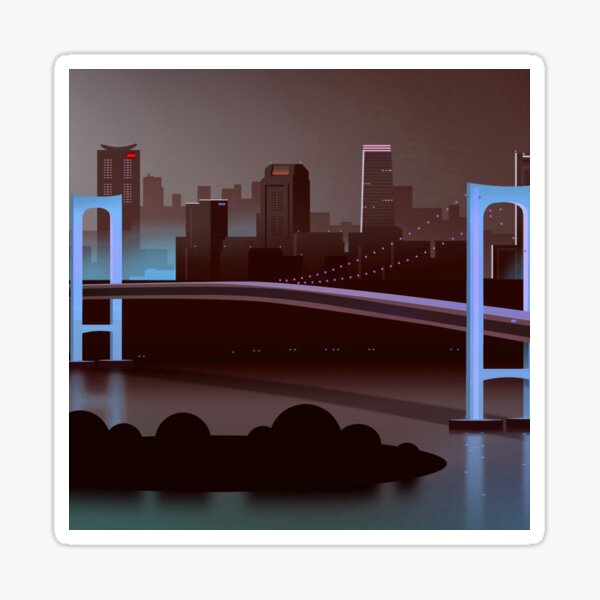 "Shining Blue Neon Bridge" Sticker by NexusArts | Redbubble