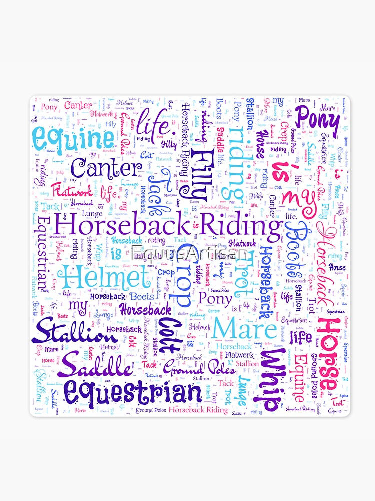 "All Over Equestrian Word Cloud" Sticker for Sale by EquusArtisan ...