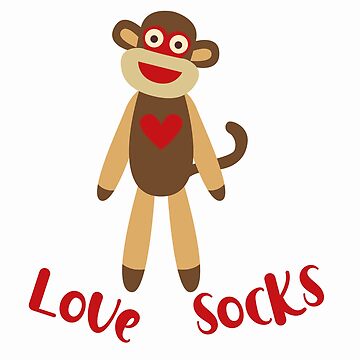 "Love Socks - Tan with Heart Sock Monkey" Sticker for Sale by Trinket ...