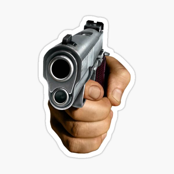 "DELETE THIS GUN POINT" Sticker for Sale by desukuran | Redbubble