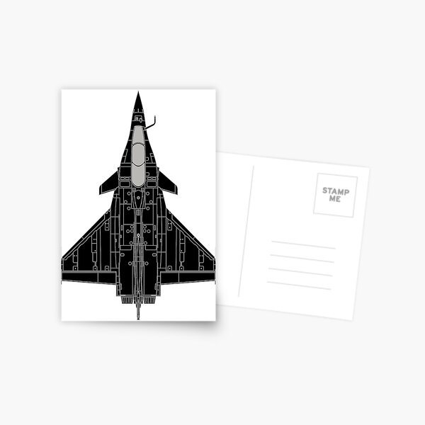 "Dassault Rafale Top View Black" Postcard by magazinecombate | Redbubble