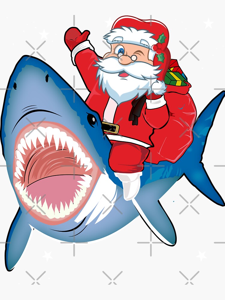 "Merry Sharkmas Funny Santa Shark Christmas" Sticker for Sale by ...