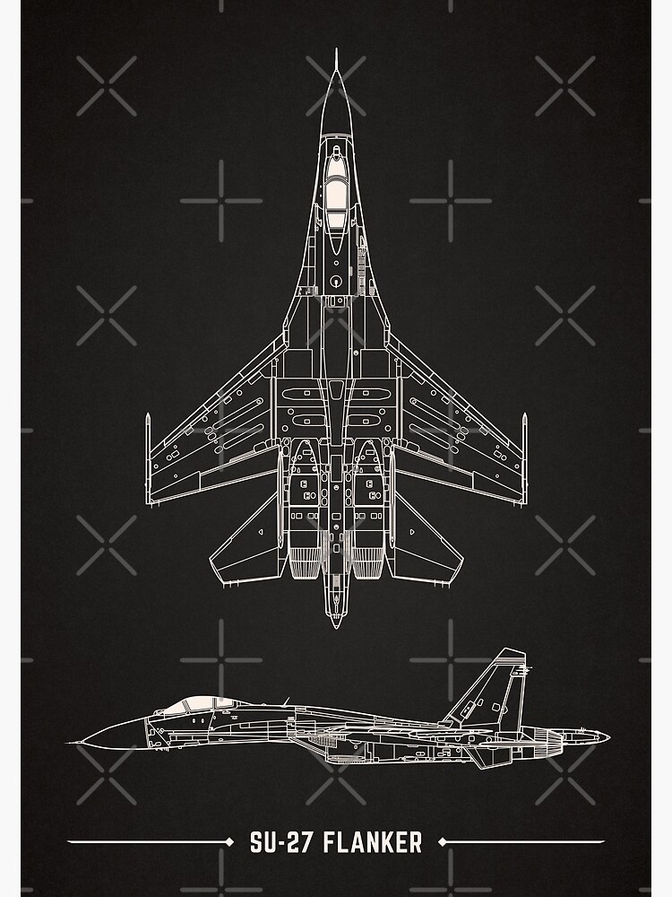 "Sukhoi Su-27 Flanker minimalistic wireframe" Poster for Sale by Aniama ...