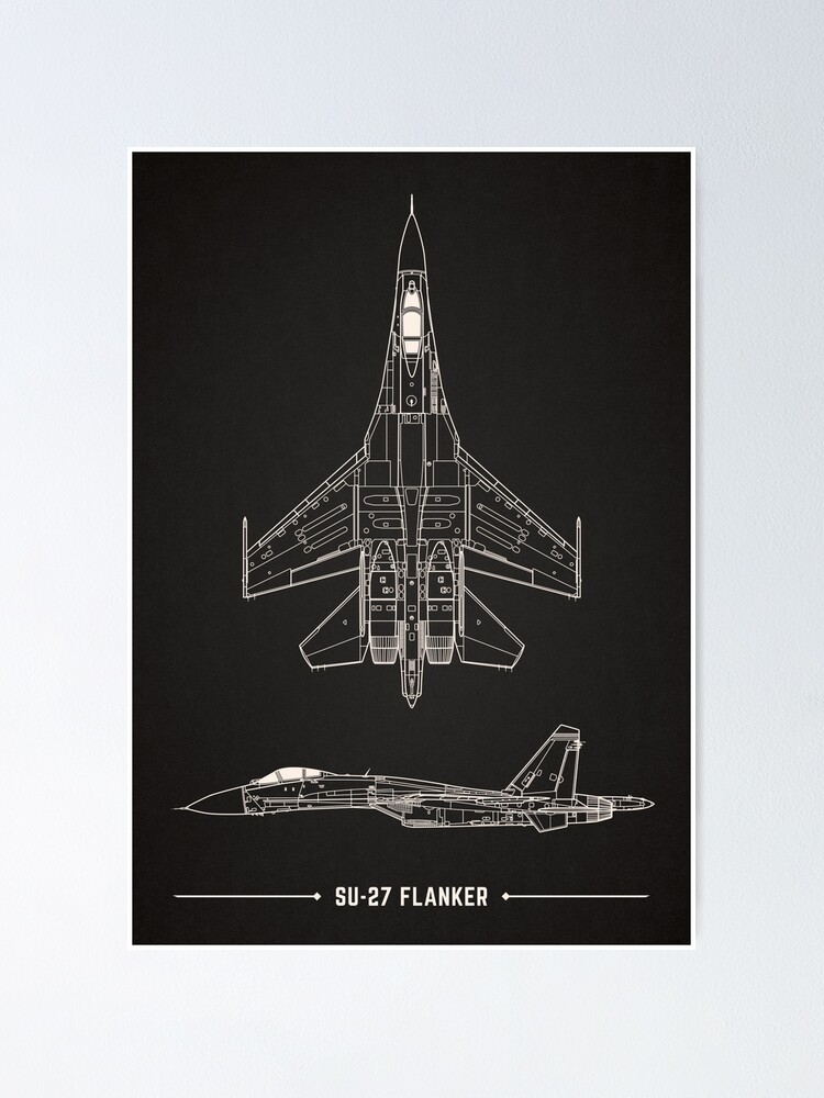 "Sukhoi Su-27 Flanker minimalistic wireframe" Poster for Sale by Aniama ...