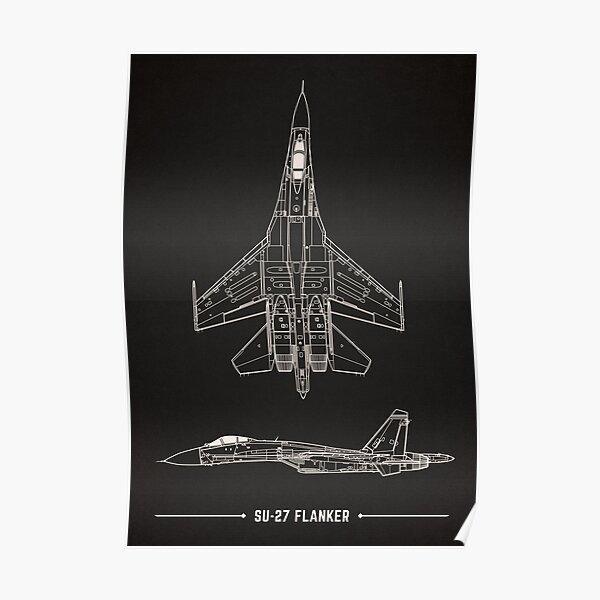 "Sukhoi Su-27 Flanker minimalistic wireframe" Poster by Aniama | Redbubble