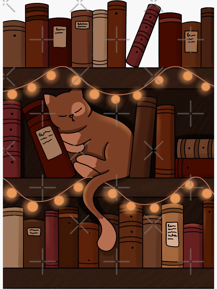 "Library Cat" Sticker for Sale by annexart | Redbubble