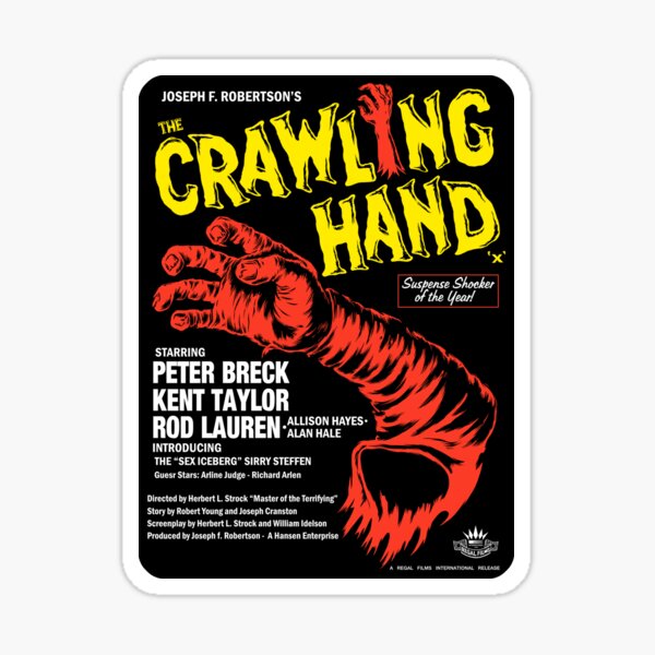 "THE CRAWLING HAND!" Sticker for Sale by MINION-FACTORY | Redbubble
