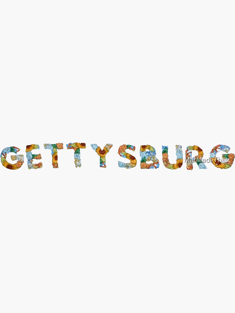 "Gettysburg college hand embroidered floral block letters" Sticker for ...