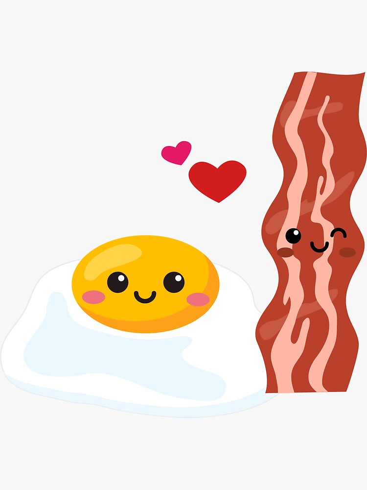 "Cute Eggs And Bacon Breakfast Cute Food " Sticker by SimplyyUnique ...