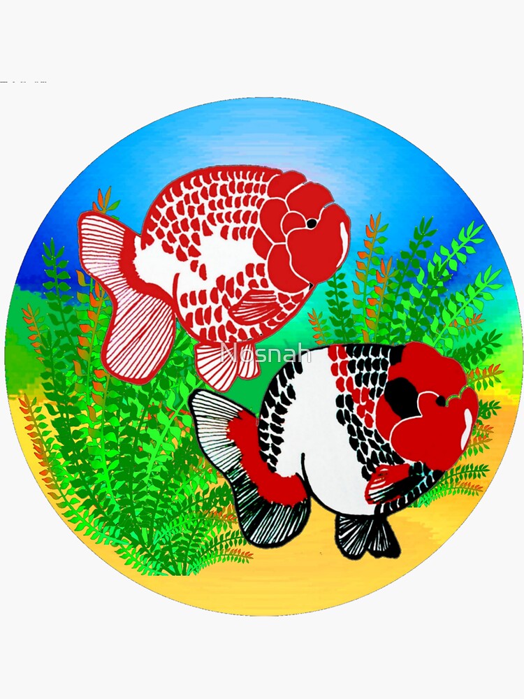 "Ranchu Goldfish Logo 0204B" Sticker by Nosnah | Redbubble