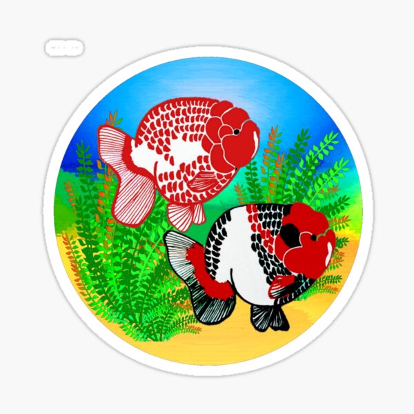 "Ranchu Goldfish Logo 0204B" Sticker by Nosnah | Redbubble