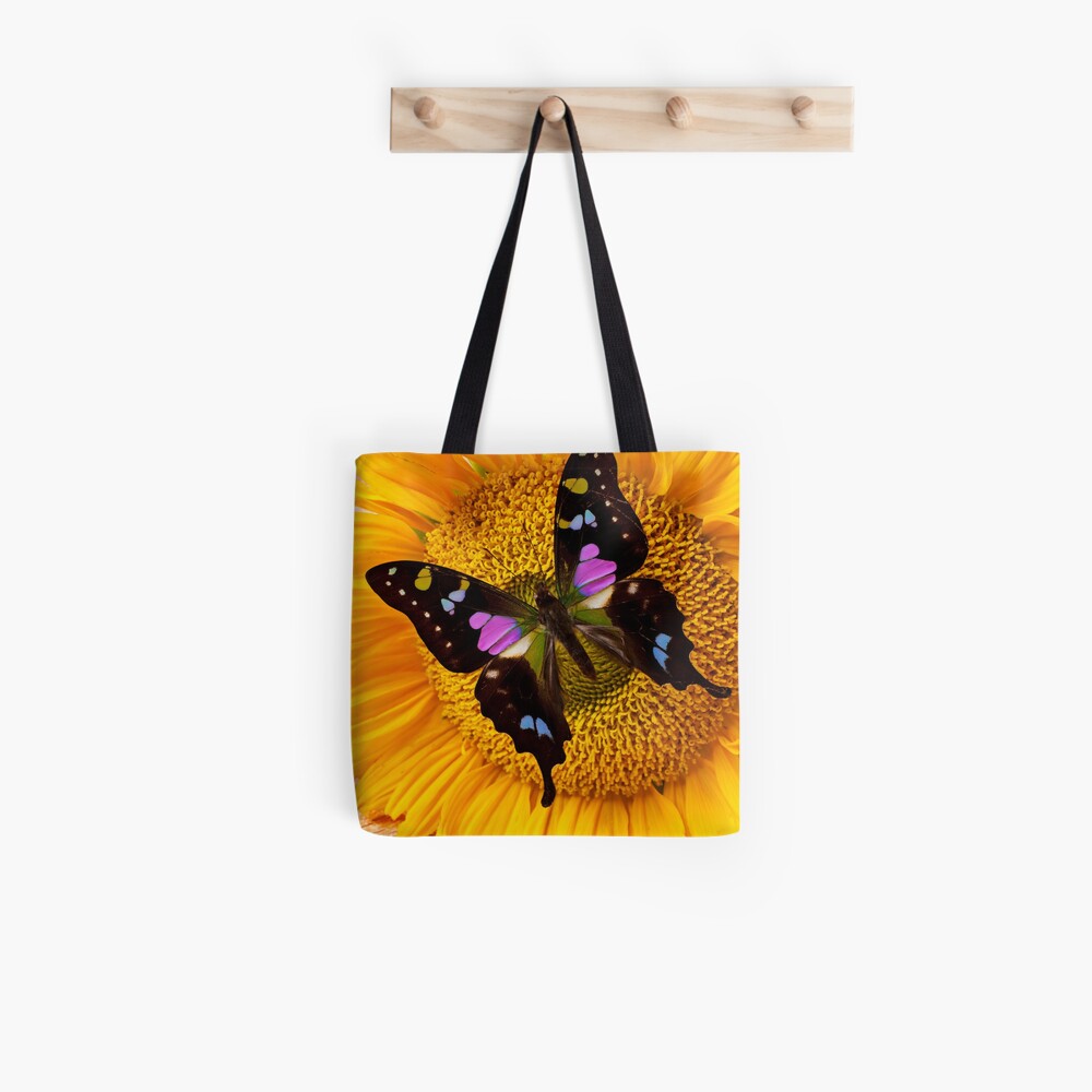 "Purple Butterfly On Sunflower" Tote Bag for Sale by photogarry | Redbubble