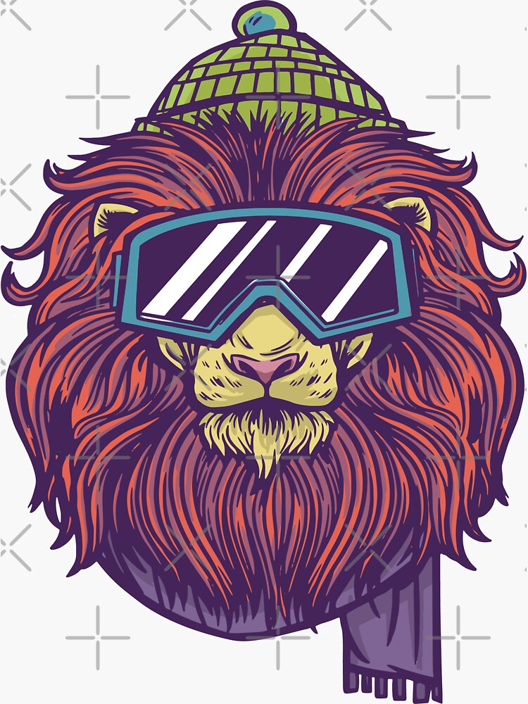 "Ski Lion" Sticker by masterchaotic | Redbubble