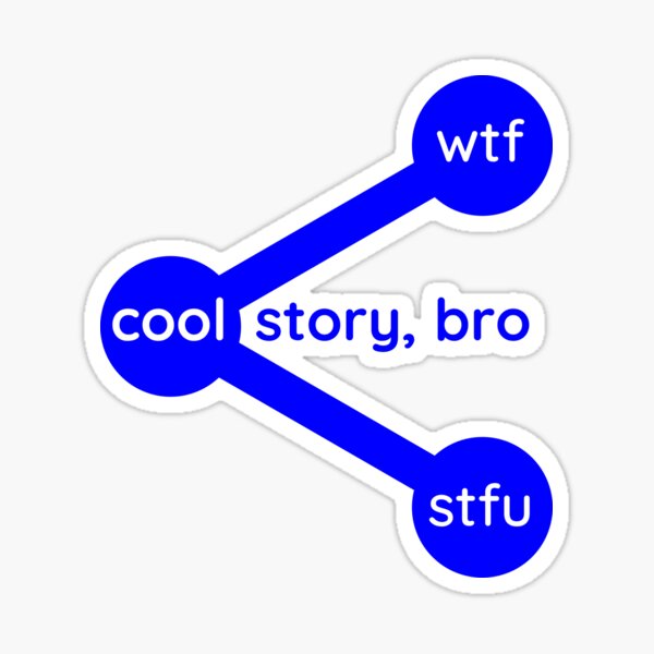 "Cool Story Bro Wtf Stfu Share Symbol" Sticker for Sale by ...
