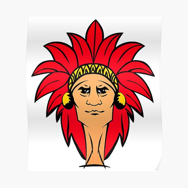 "Indian Chief Red Mascot Head " Poster for Sale by DarshanaDesign ...