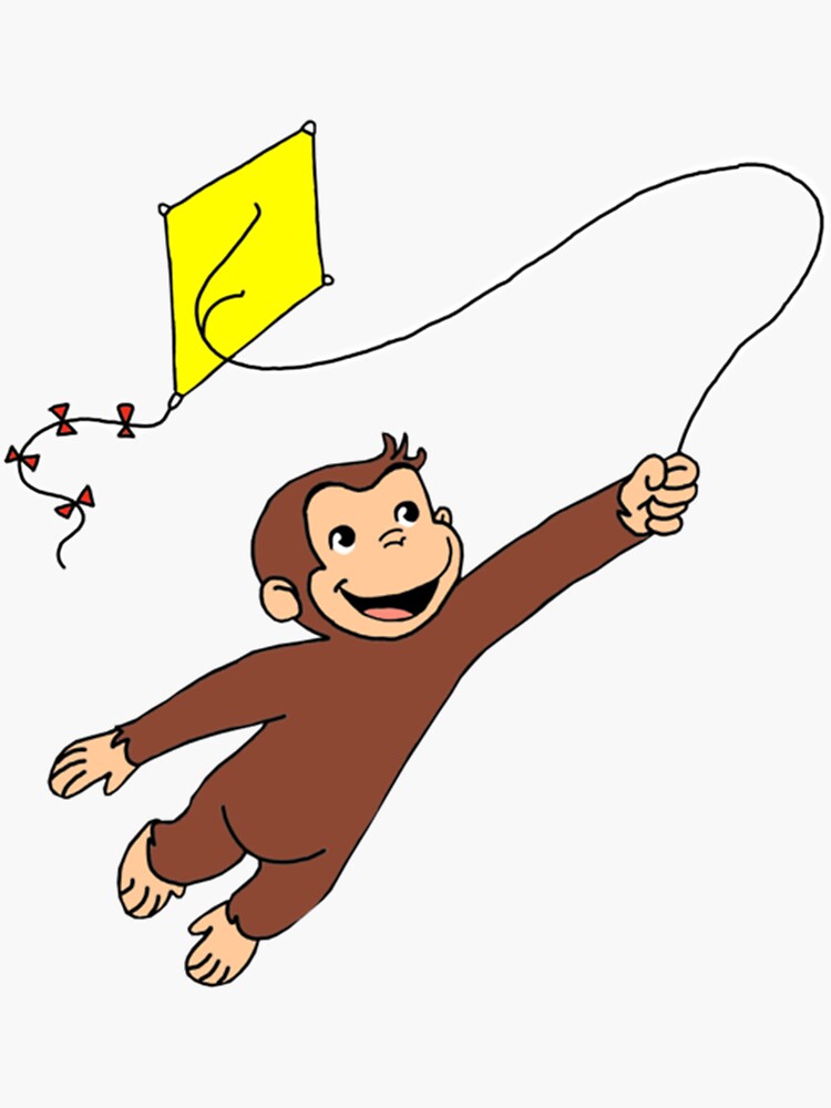 "Curious George - Flying Kite " Sticker for Sale by SherikaHensley ...