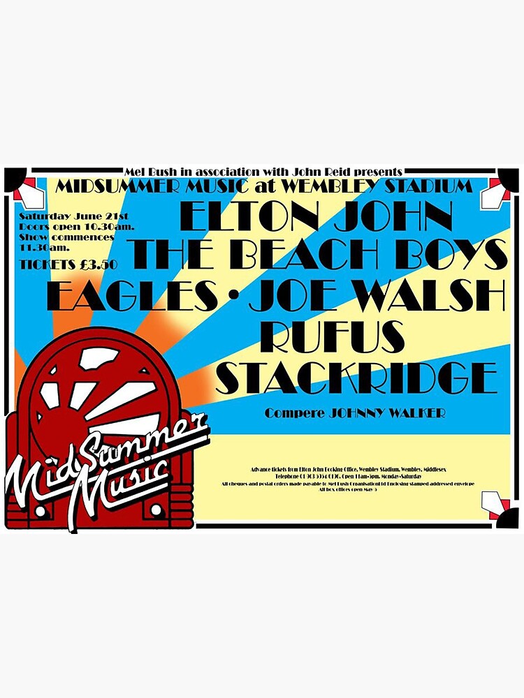 "Elton Midsummer Music Wembley Stadium 1975 Poster" Poster for Sale by ...