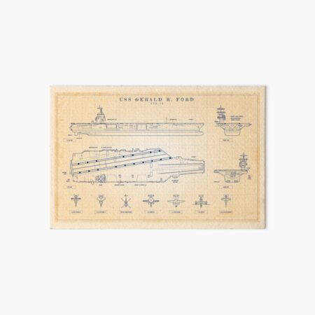 "USS Gerald R. Ford (Old Blue Grid)" Art Board Print by BGALAXY | Redbubble
