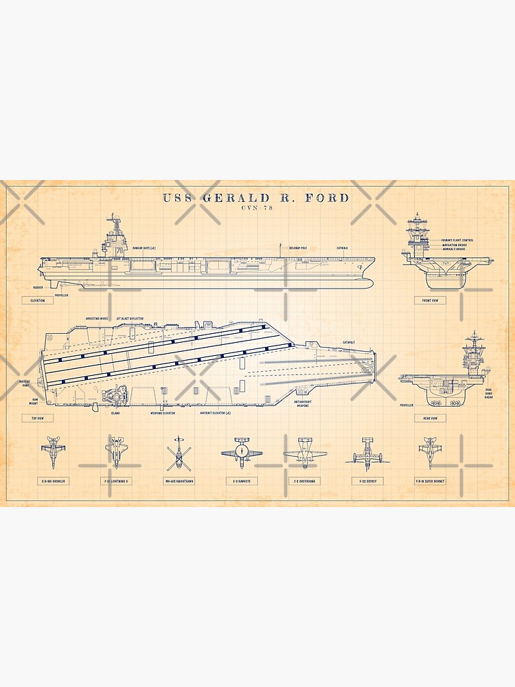 "USS Gerald R. Ford (Old Blue Grid)" Poster for Sale by BGALAXY | Redbubble