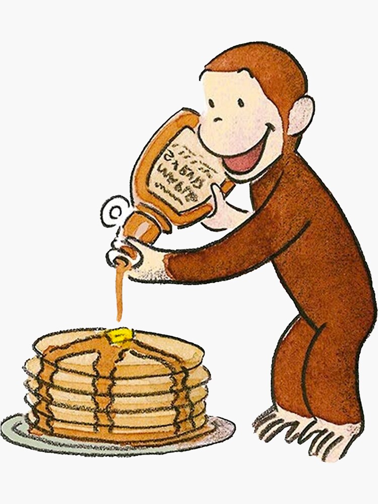 "Curious George making pancakes " Sticker for Sale by SherikaHensley ...
