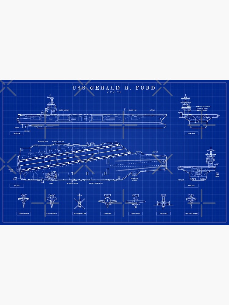 "USS Gerald R. Ford (Blueprint)" Poster for Sale by BGALAXY | Redbubble
