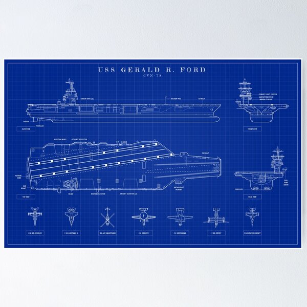 "USS Gerald R. Ford (Blueprint)" Poster for Sale by BGALAXY | Redbubble