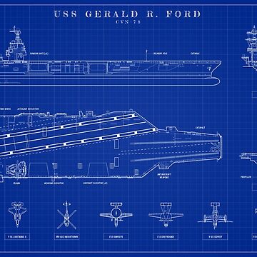 "USS Gerald R. Ford (Blueprint)" Poster for Sale by BGALAXY | Redbubble