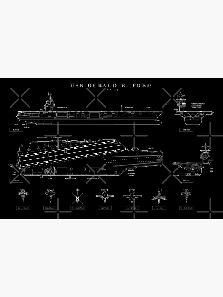 "USS Gerald R. Ford (White Stencil-No Background)" Art Print for Sale ...